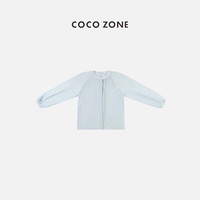 COCO ZONE 气质衬衣圆领袖口松紧轻薄舒适上衣  23C18800