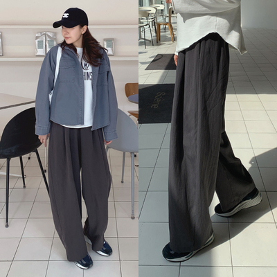 直邮韩国代购天丝棉宽松休闲裤女