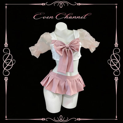 纯欲日系蝴蝶结超短裙约会套装