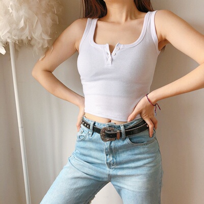 高质感面料五色入肯豆纽扣背心