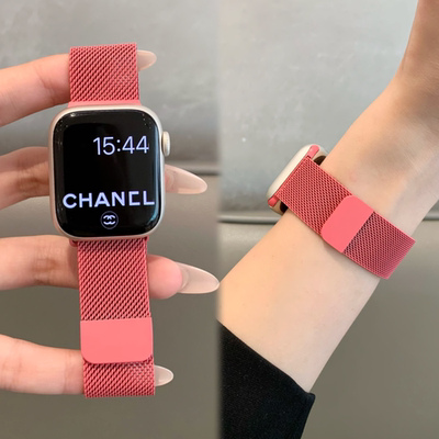 适用于applewtach10苹果s9表带iwatchse米兰尼斯s8金属s7高级感s6