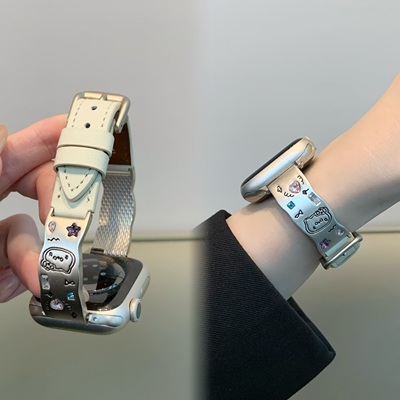 彩钻金属适用applewtach10苹果s11表带小米9pro华为fit4fit3表带