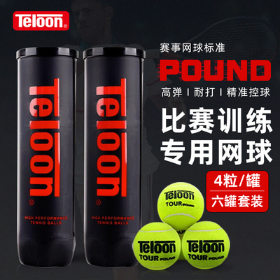 Teloon天龙网球Tour Pound P4 比赛训练专用 高弹力耐打 有压罐装