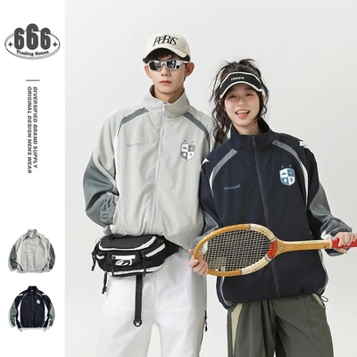 Orderliness春季新款复古休闲运动外套男女宽松立领夹克JK618