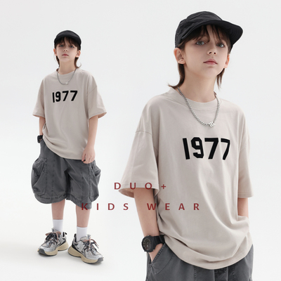 多加潮牌童装儿童1977短袖t恤男童2026年夏装新款中大童帅气上衣