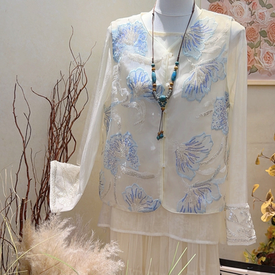 瑞瑞新中式风格绣花工艺精致时尚马甲(不含下装+内搭+项链)9342