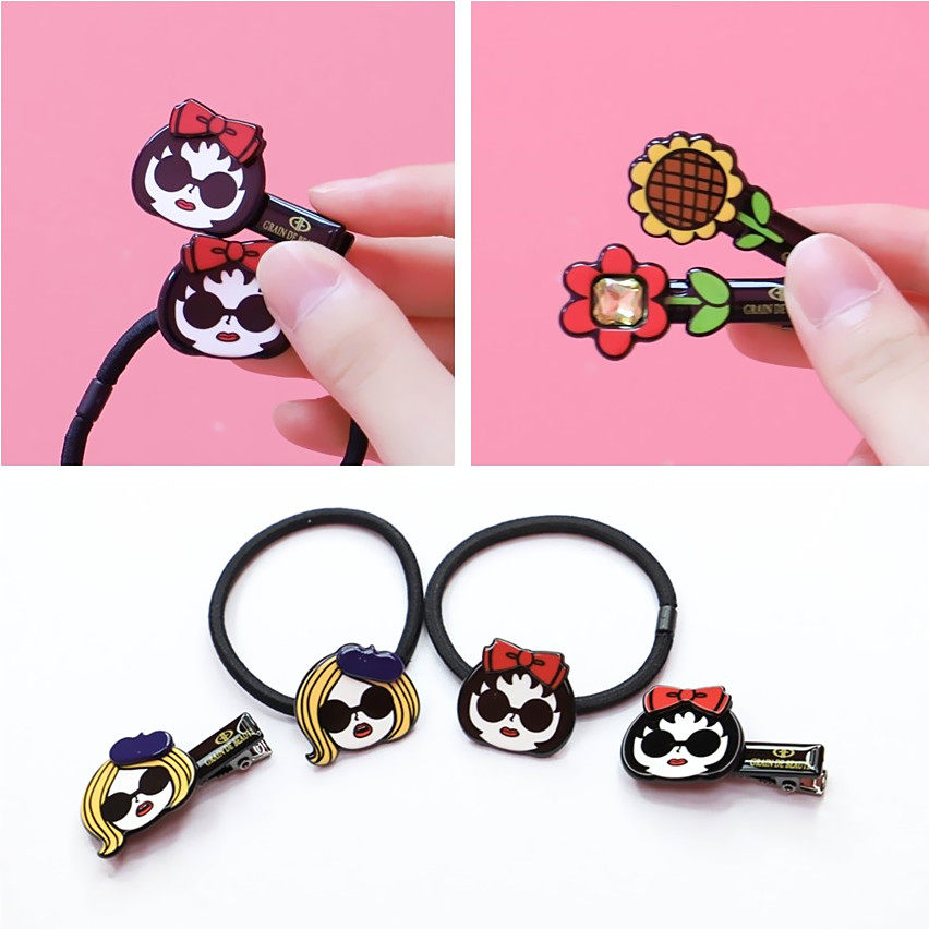 韩国进口GRAIN de BEAUTE正品发饰朋克美女向日葵鸭嘴夹发夹发圈_虎窝淘