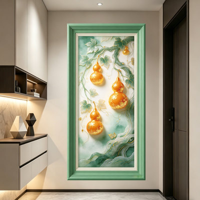 入户玄关墙竹荷麋鹿贴画自粘