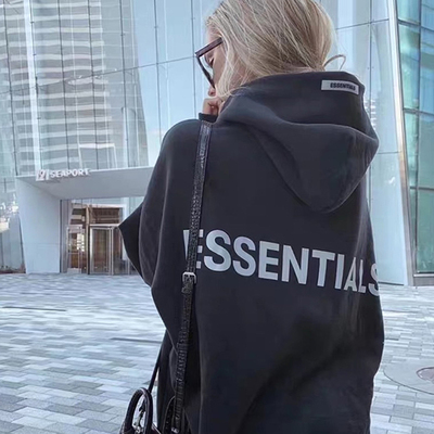 ESSENTIALS复线字母反光fog潮牌高街宽松连帽情侣加绒卫衣外套男
