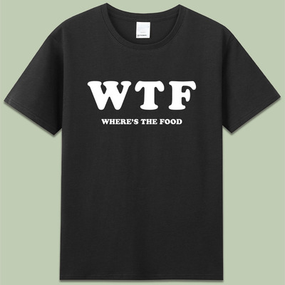 wtf where’s the food吃货纯棉短袖搞笑字母印花t恤衣服男女款夏