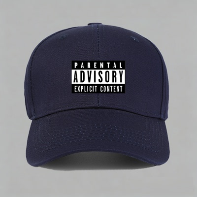 脏标美国唱片业协会Parental Advisory Label棒球帽做旧鸭舌帽子