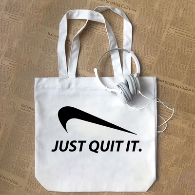 JUST QUIT IT 尽管停下来 青春搞怪倒钩反潮流纯棉帆布包手提袋定
