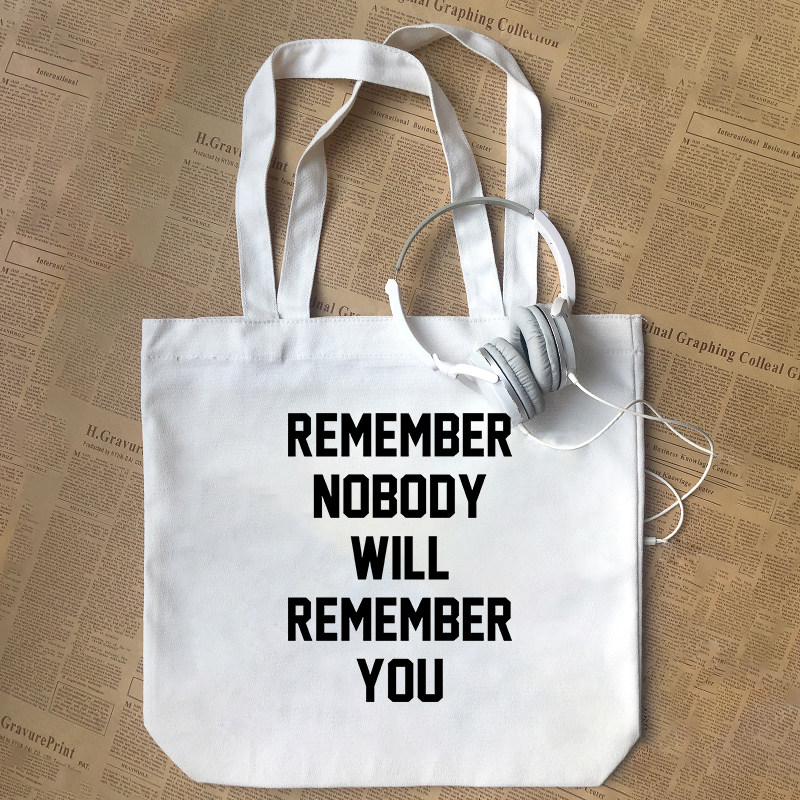 remember nobody will remember you英文字母印花 帆布包手提袋