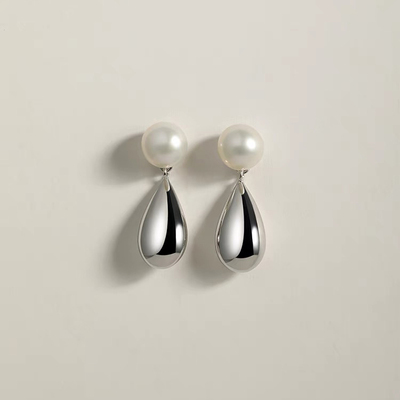 原创设计泪滴珍珠925银针耳环女