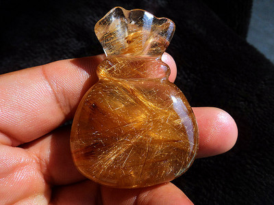 中国水晶矿石天然钛晶钱袋子吊坠