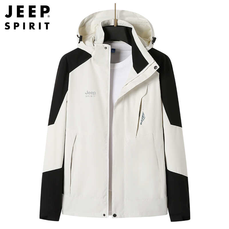 JEEP SPIRIT男士春秋季三合一可拆帽户外运动休闲夹克外套情侣款