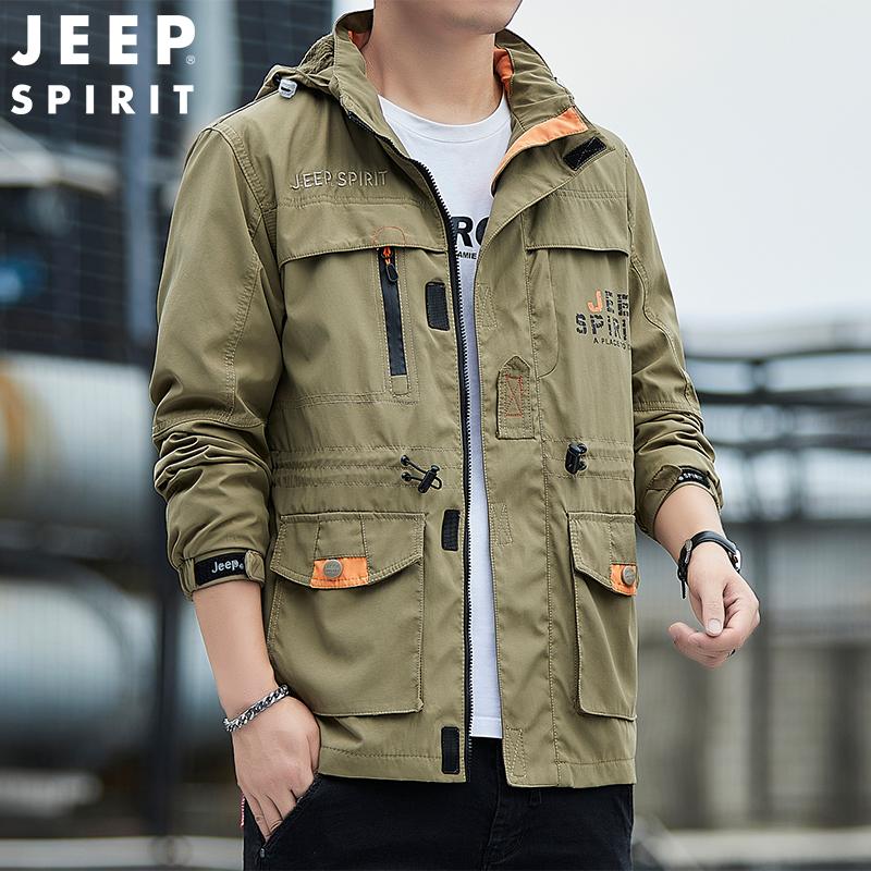 JEEP SPIRIT男士外套防风运动休闲衣服中年上衣大码工装夹克