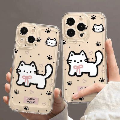 VIVOS30PRO手机壳华为NOVA14像素小猫13ProMax可爱苹果12适用16PLUS透明软iPhone15卡通OPPOA5活力真我GT7PRO