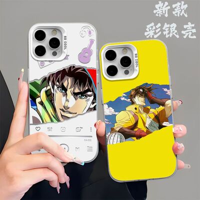 适用苹果13iPhone15创意12promax彩银硬适用14PLUS个性J0J0乔斯达手机壳适用华为NOVA16适用红米NOTE17麦芒40
