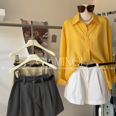 OU-26年春款工装a字短裤松显瘦外穿休闲短裤(配腰带)3817