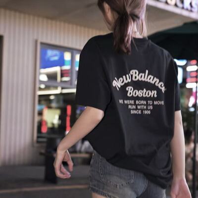 New Balance纯色字母印花舒适美式复古百搭T恤 黑色 AMT52331-BK