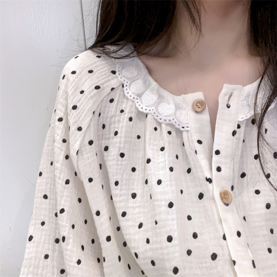 韩国春夏秋全棉双层纱家居服睡衣