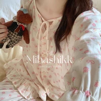 全棉双层纱布亲肤吸汗家居服多色