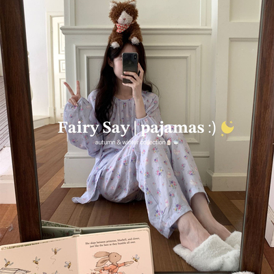 fairysay女全棉纱布卡通家居服