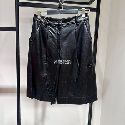 朱崇恽ZCY正品新款时尚百搭羊皮革休闲皮裤短皮裤专柜7980