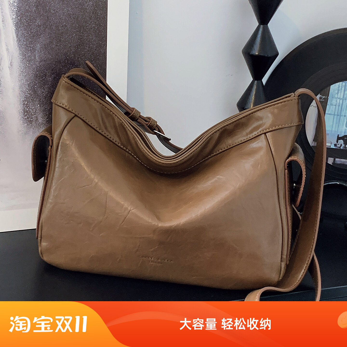 美拉德复古休闲通勤托特包大容量松弛大包时尚流行简约单肩斜挎包