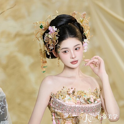 ETE正品新款中式秀禾头饰香槟色减龄发饰套装气质百搭高级感12401