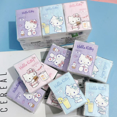 三色kt猫印花手帕纸3层