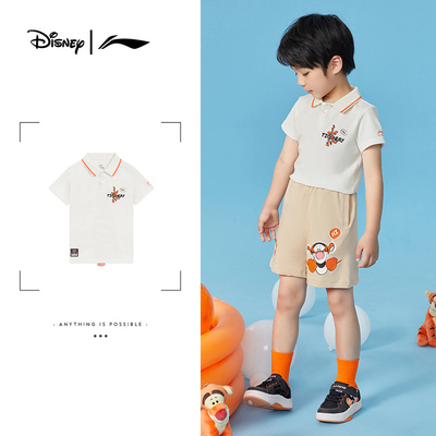 李宁小童卡通排汗T恤翻领短袖