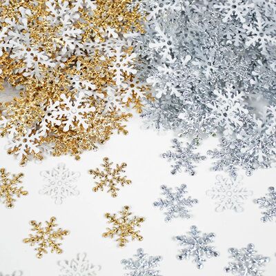 270pcs 2cm Gold Silver Snowflake Confetti Christmas Decorati