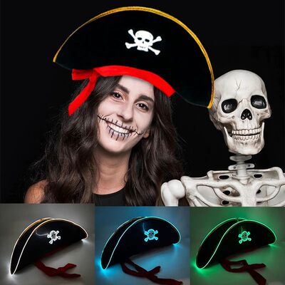 Glowing Pirate Hat Halloween Pirate Theme Dance Party Decora