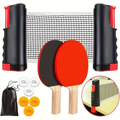 Ping Pong Paddle Set, Portable Table Tennis Set with Retract