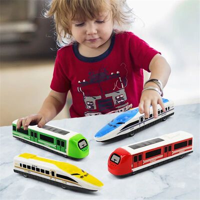Set of 2 Mini Pull-Back Inertia Train Toys for Kids Mobile D