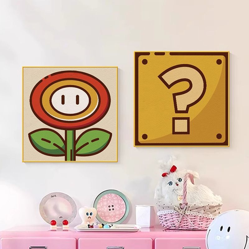 马里奥卧室床头装饰画简约现代客厅背景墙壁画多巴胺儿童房间挂画