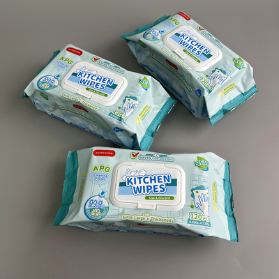 升级柠檬香！加大包！家用去油污除菌懒人清洁专用厨房湿巾120抽