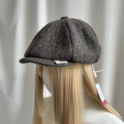 HarrisTweed冬季新复古纯羊毛品质八角帽子哈里斯粗花呢进口面料