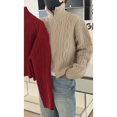 诗歌兰2025冬款61020时尚气质百搭宽松休闲立领针织开衫女