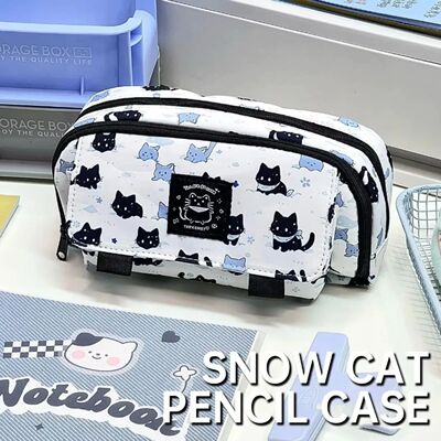 New Arrival Snowy White Kitten Pencil Case High Aesthetic Do