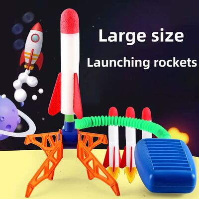 Kids Rocket Launcher Step Pump Power Air Pressed Stomp Outdo