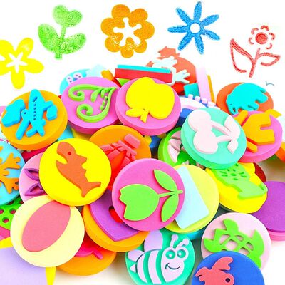 6Pcs/bag Foam Stamps for Painting Cute Animal Smile Face Pai