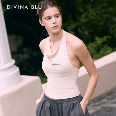 DIVINA BLU迪唯纳波尔图系列瑜伽运动裸感美背背心普拉提挂脖荡领