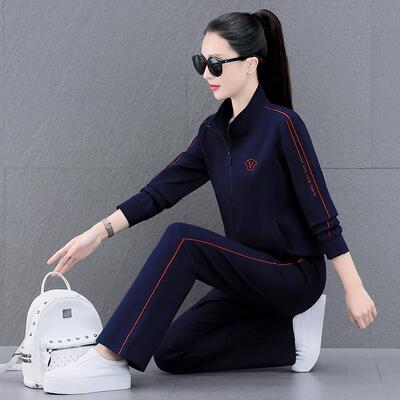 春秋外闲运动休套装女2038-28252新款复古显高气质套潮流修身开衫