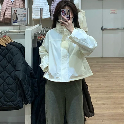 日系春夏女装防风立领茄克户外休闲连帽薄外套耐久防水474894
