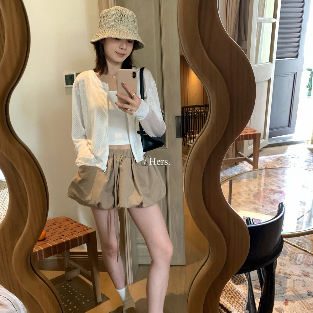 夏上新Hers简约韩系设计感小花苞休闲短裤休闲显瘦百搭裙裤