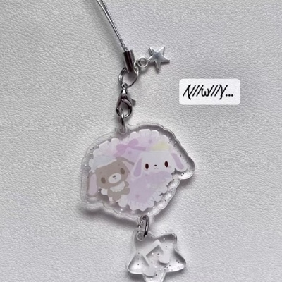 不想洗澡甜点兔亚克力闪粉*甜梦乐园书包小挂件卡通可爱音符挂饰