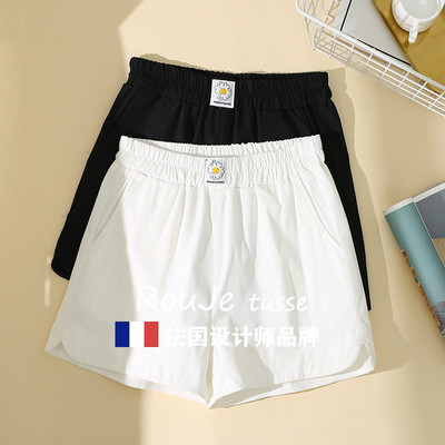 法国Rouje tusse高腰休闲 ??短裤夏季女胖妹妹松紧腰宽松显瘦阔腿